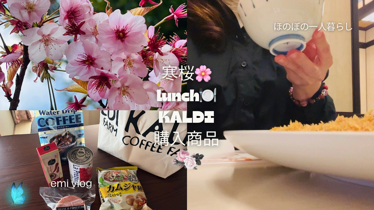 ひとり暮らし 寒桜🌸lunch🍽️KALDI購入商品 | emi ほのぼの Blog